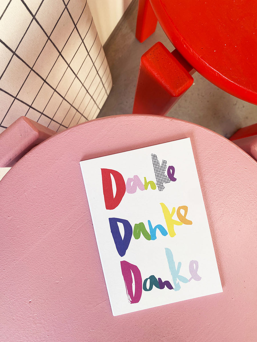Postkarte "Danke x 3" - Typografie-Karte für jeden Anlass – brushmeetspaper