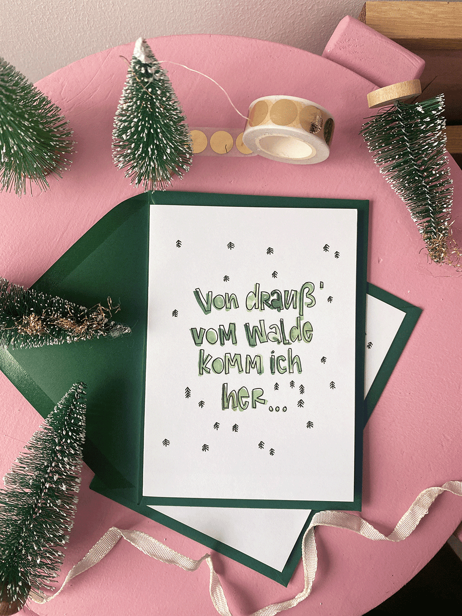 Weihnachtskarte: "Von drauß' vom Walde" inkl. Umschlag - Grußkarte - H ...