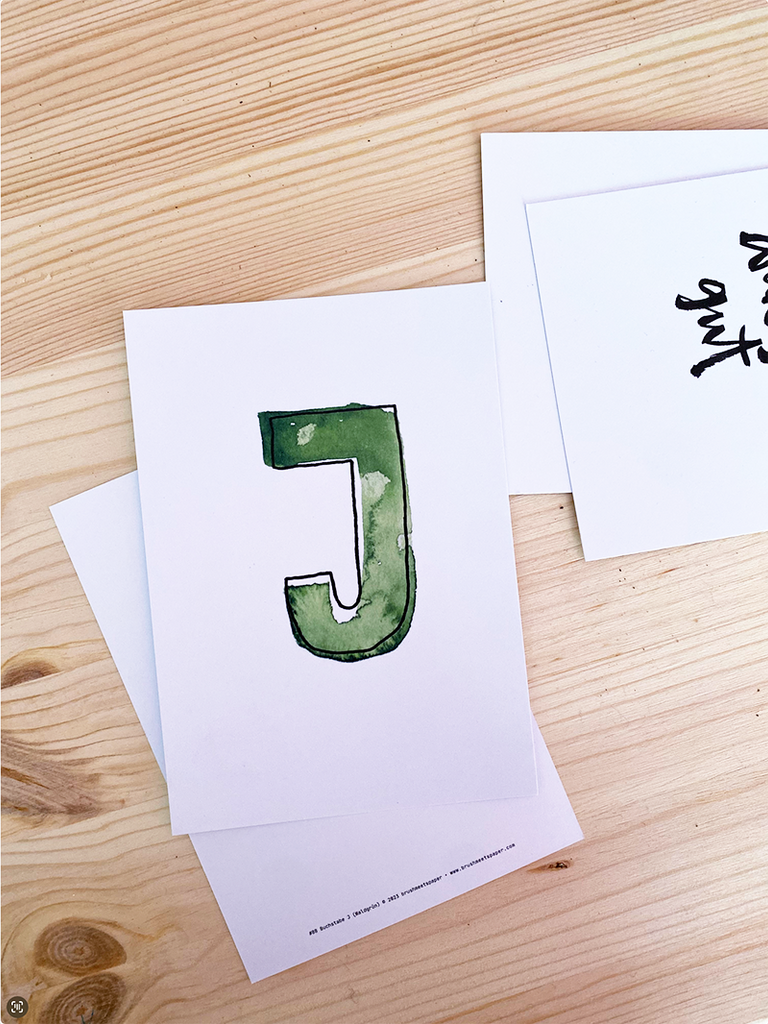 Karte Buchstabe "J" - Hand Lettering (ABC Edition) – brushmeetspaper