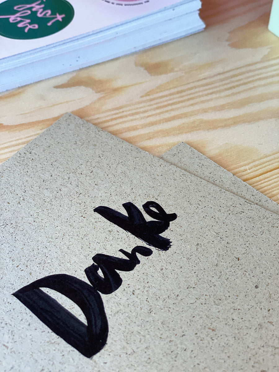 Postkarte "Danke" Dankeskarte - Brush Lettering – brushmeetspaper