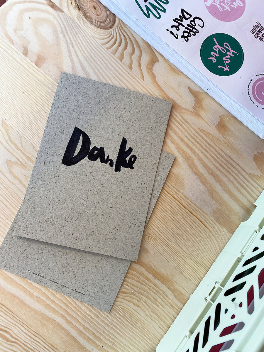 Postkarte "Danke" Dankeskarte - Brush Lettering – brushmeetspaper