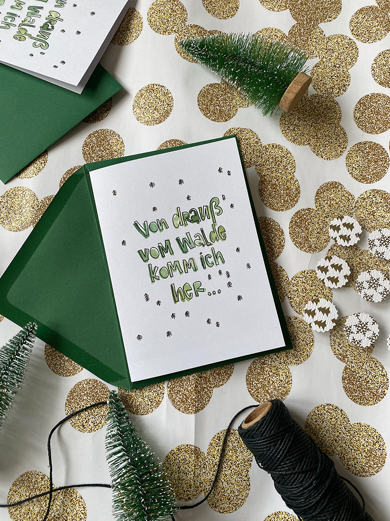 Weihnachtskarte: "Von drauß' vom Walde" Grußkarte - Hand Lettering ...