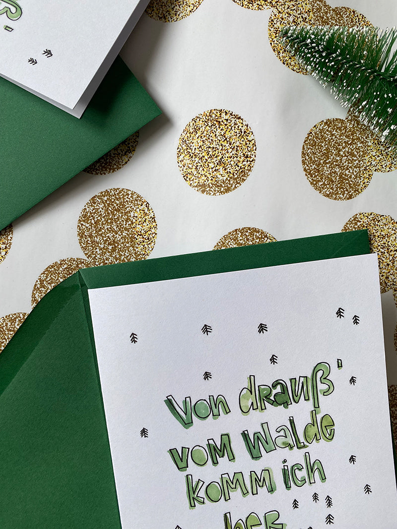 Weihnachtskarte: "Von drauß' vom Walde" Grußkarte - Hand Lettering ...