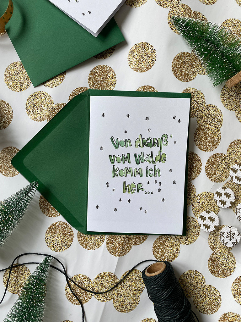 Weihnachtskarte: "Von drauß' vom Walde" Grußkarte - Hand Lettering ...